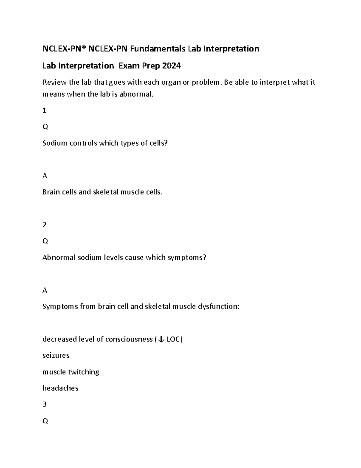 NCLEX-PN® NCLEX-PN Fundamentals Lab Interpretation Lab Interpretation ...