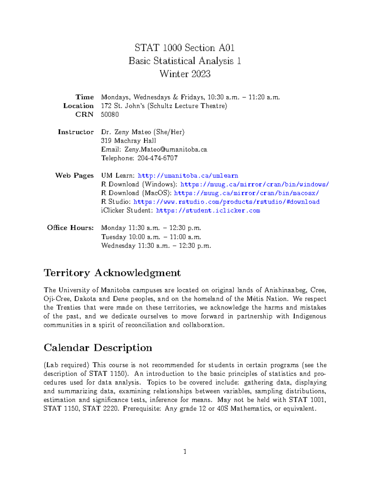 Stat 1000 latest outline - STAT 1000 Section A Basic Statistical ...