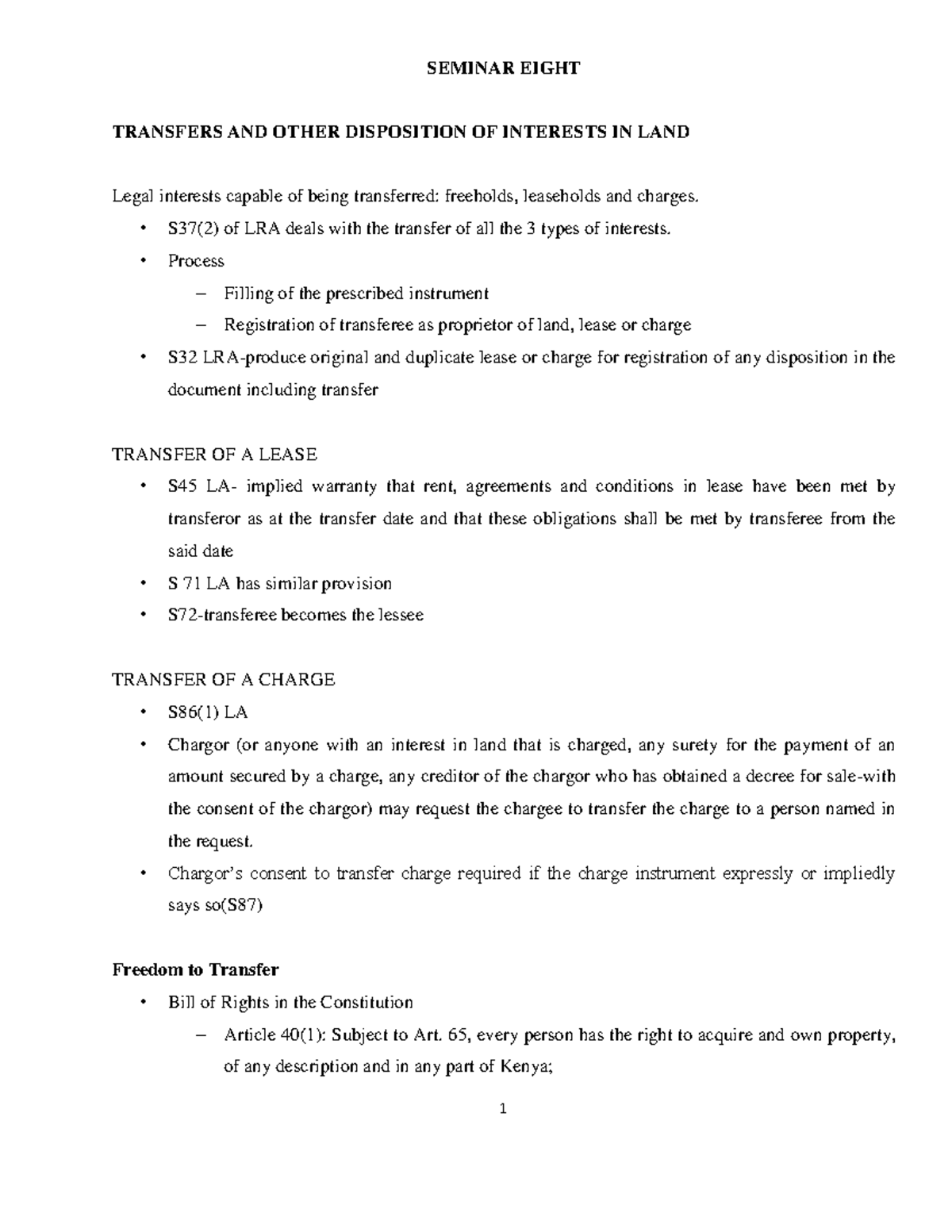 Seminar 8 - Transfers - complete notes to help you through your course ...