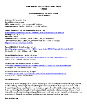 HLTH 334 WEEK 6 - Lecture - HLTH 334: WEEK 6 - LECTURE NOTES ...