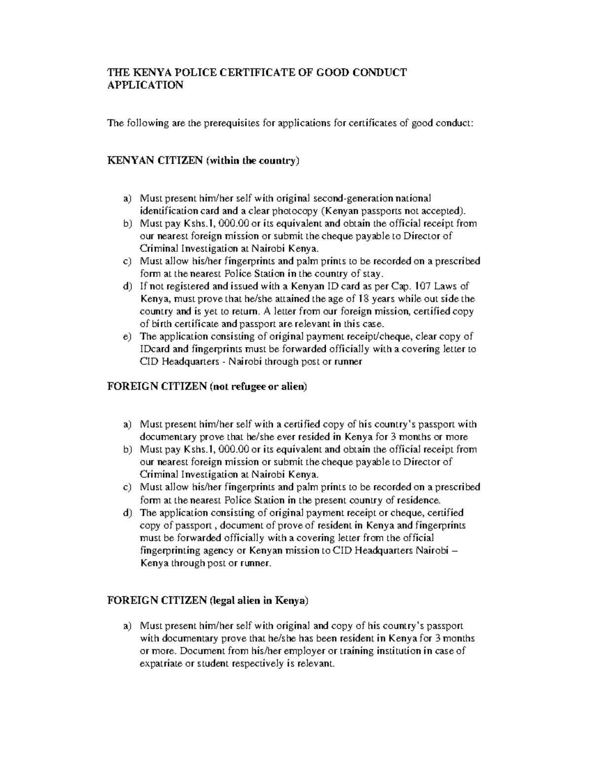 The kenya police certificate of good conduct application - THE KENYA ...