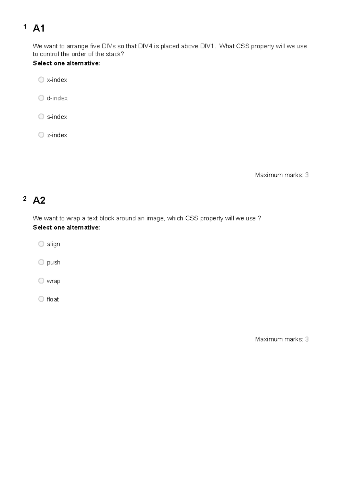 Exam ex 03 - Eksamen 2023 - 1 A We want to arrange five DIVs so that DIV4 is placed above DIV1 ...