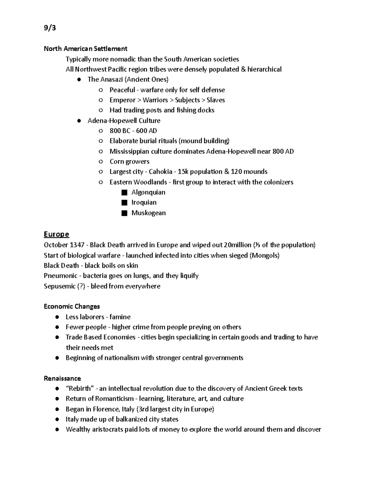 Lecture #2 - Europe The Age of Exploration - 9/ North American ...