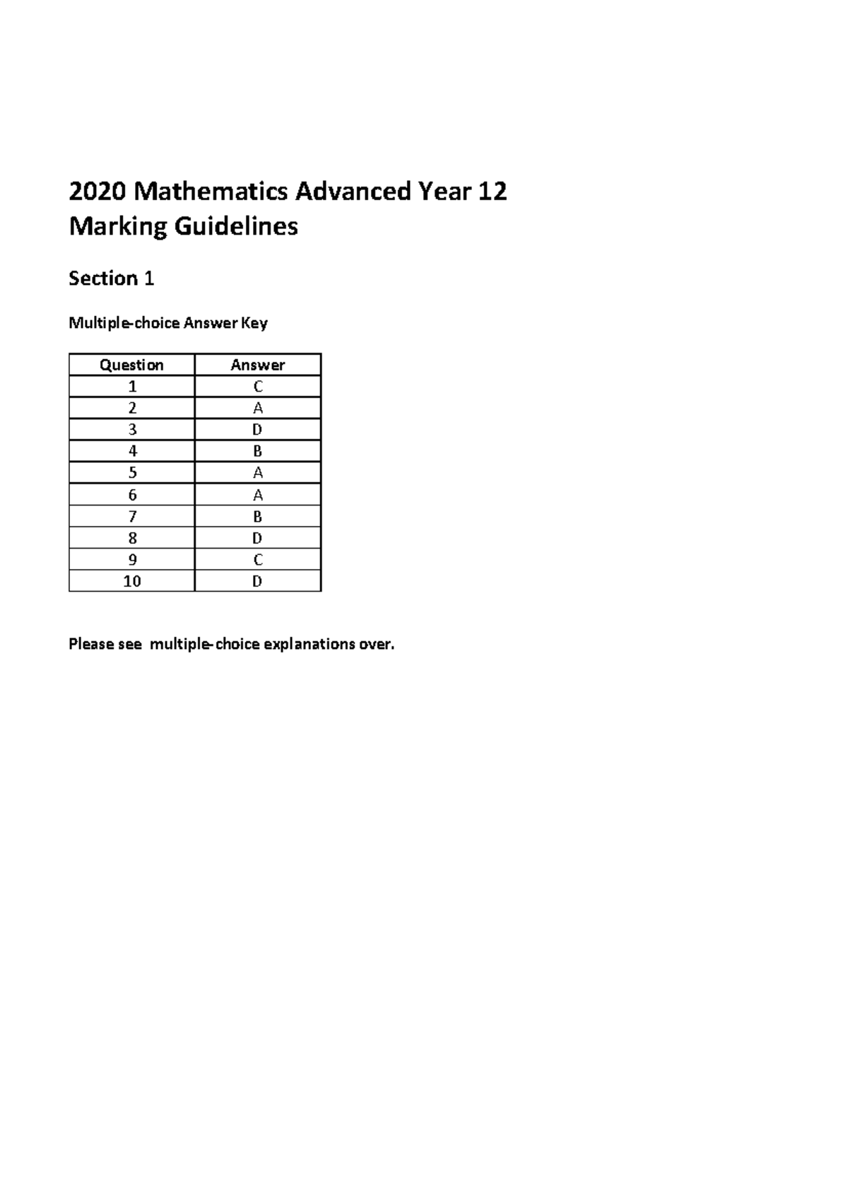 Yr 12 Math Adv Trial 2020 (Solutions only) - 2020 Mathematics Advanced ...