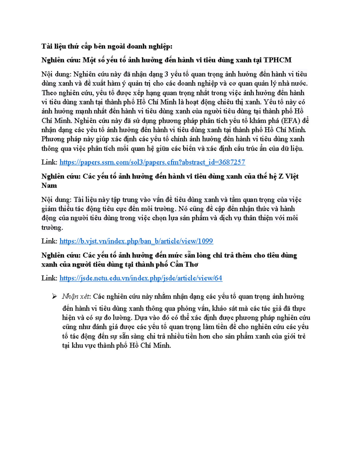 Trang BT2 Ncmkt - Cgghh - Tài liệu thứ cấp bên ngoài doanh nghiệp ...