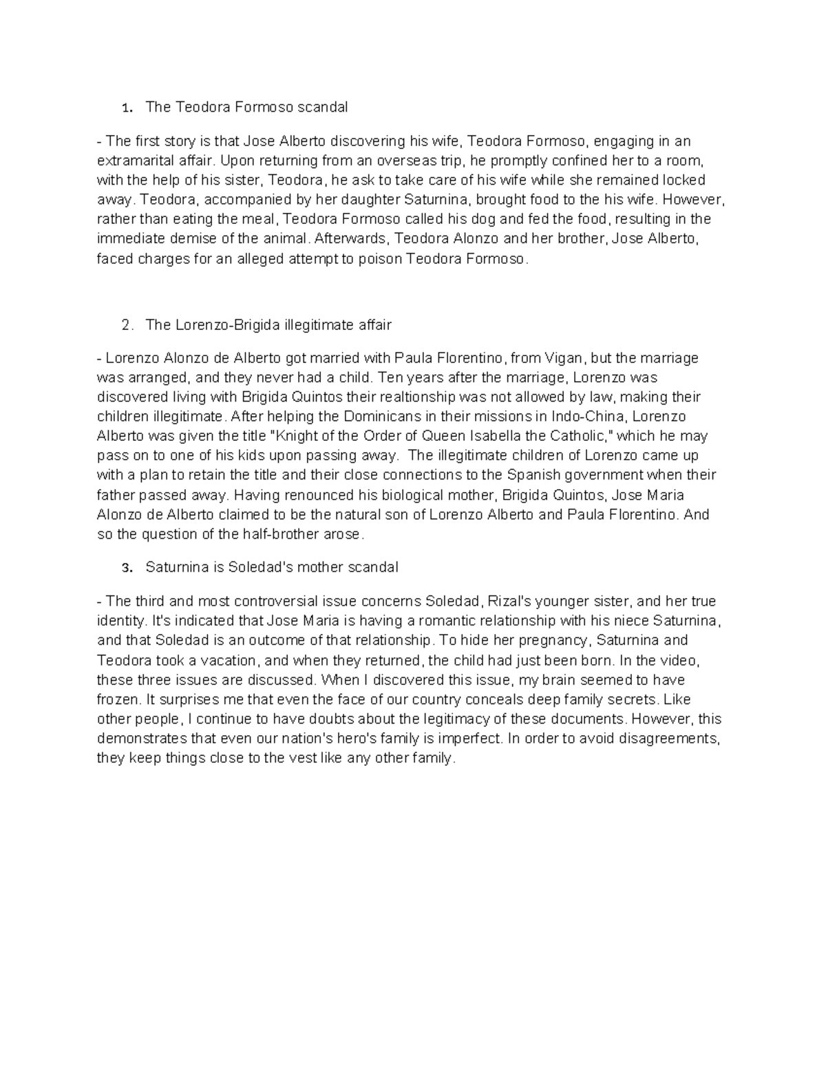 RIZL - Act 2 - The Teodora Formoso scandal The first story is that Jose ...