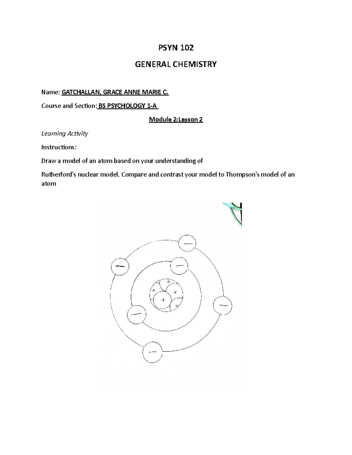 Module 2 Lesson 2 General Chemistry Bs Psychology 1-A - PSYN 102 ...