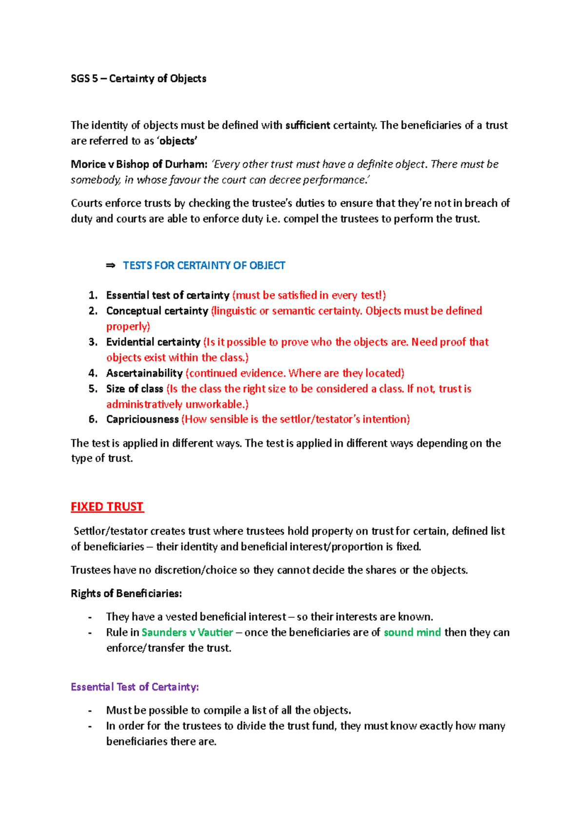 SGS 5 - Certainty of Objects - SGS 5 – Certainty of Objects The identity of objects must be ...