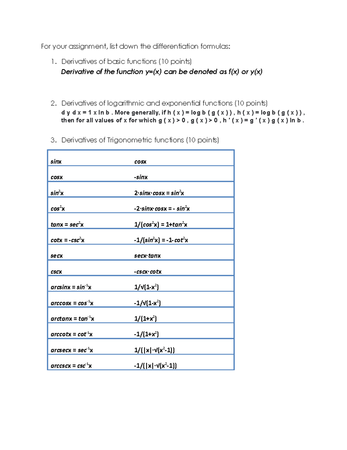 Math 3 - Tutorial - For your assignment, list down the differentiation ...