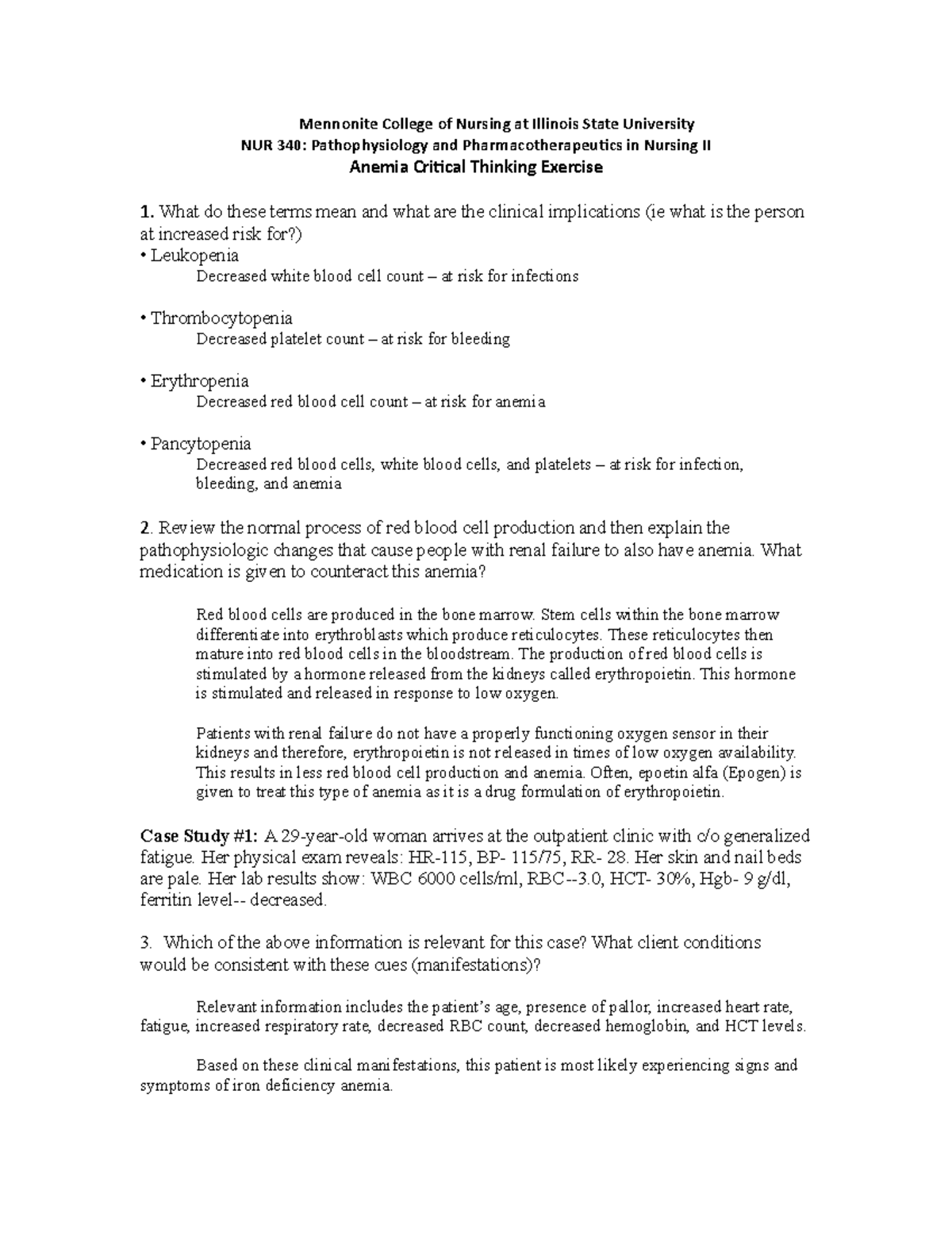 CTE 3 - Anemia - CTE 3 - Mennonite College of Nursing at Illinois State ...