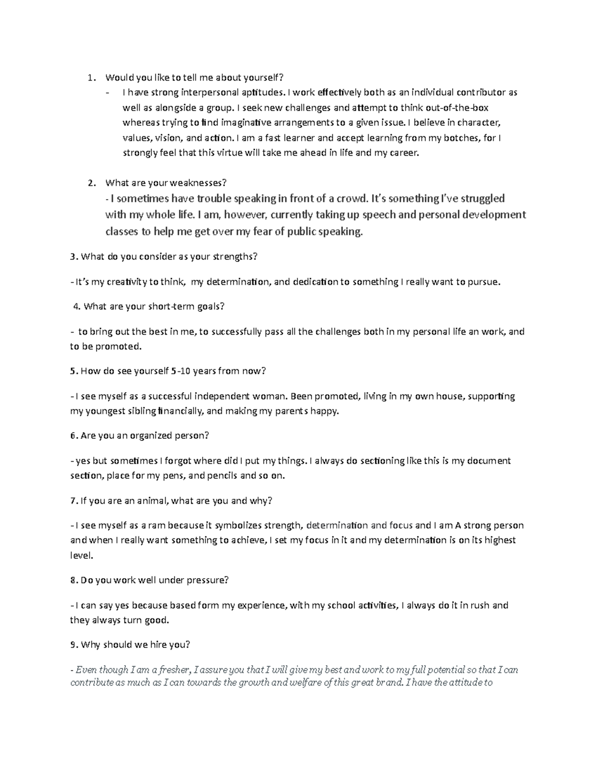 JOB Interview - Would you like to tell me about yourself? I have strong ...