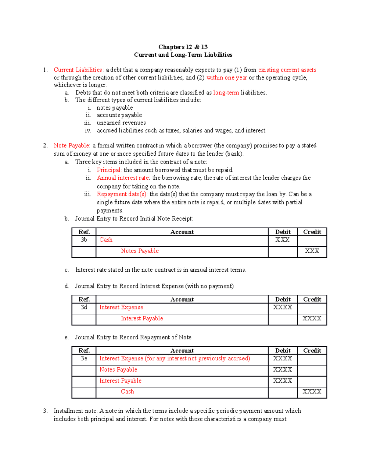 Chapter 12 and 13 student notes completed - Chapters 12 & 13 Current ...