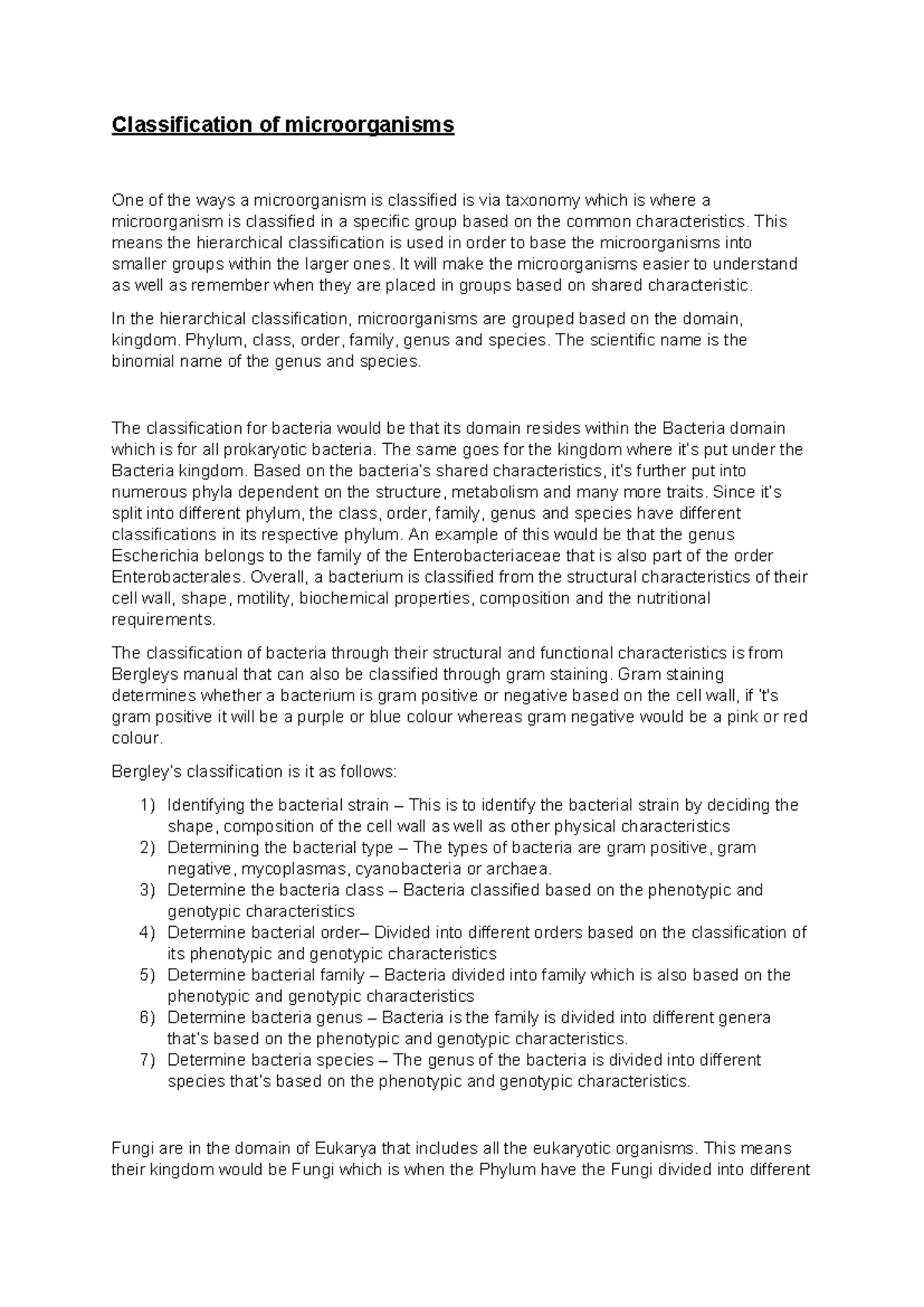 third assignment - Classification of microorganisms One of the ways a ...