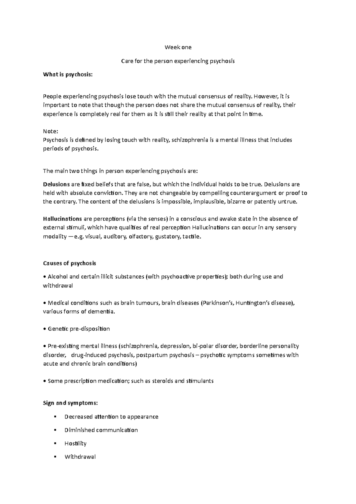 Week one - Here you can find a summaries for mental health, that can ...