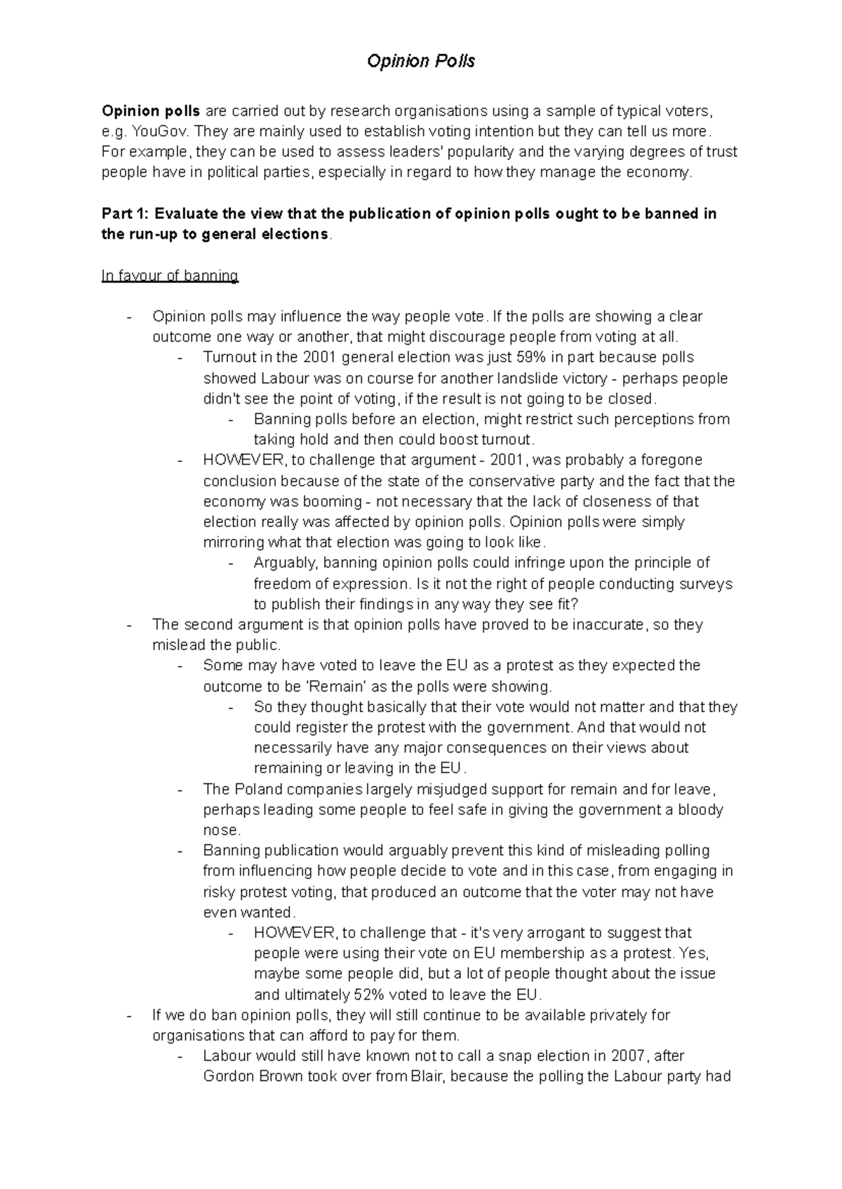 Ep 108 Opinion Polls - Opinion polls are carried out by research ...