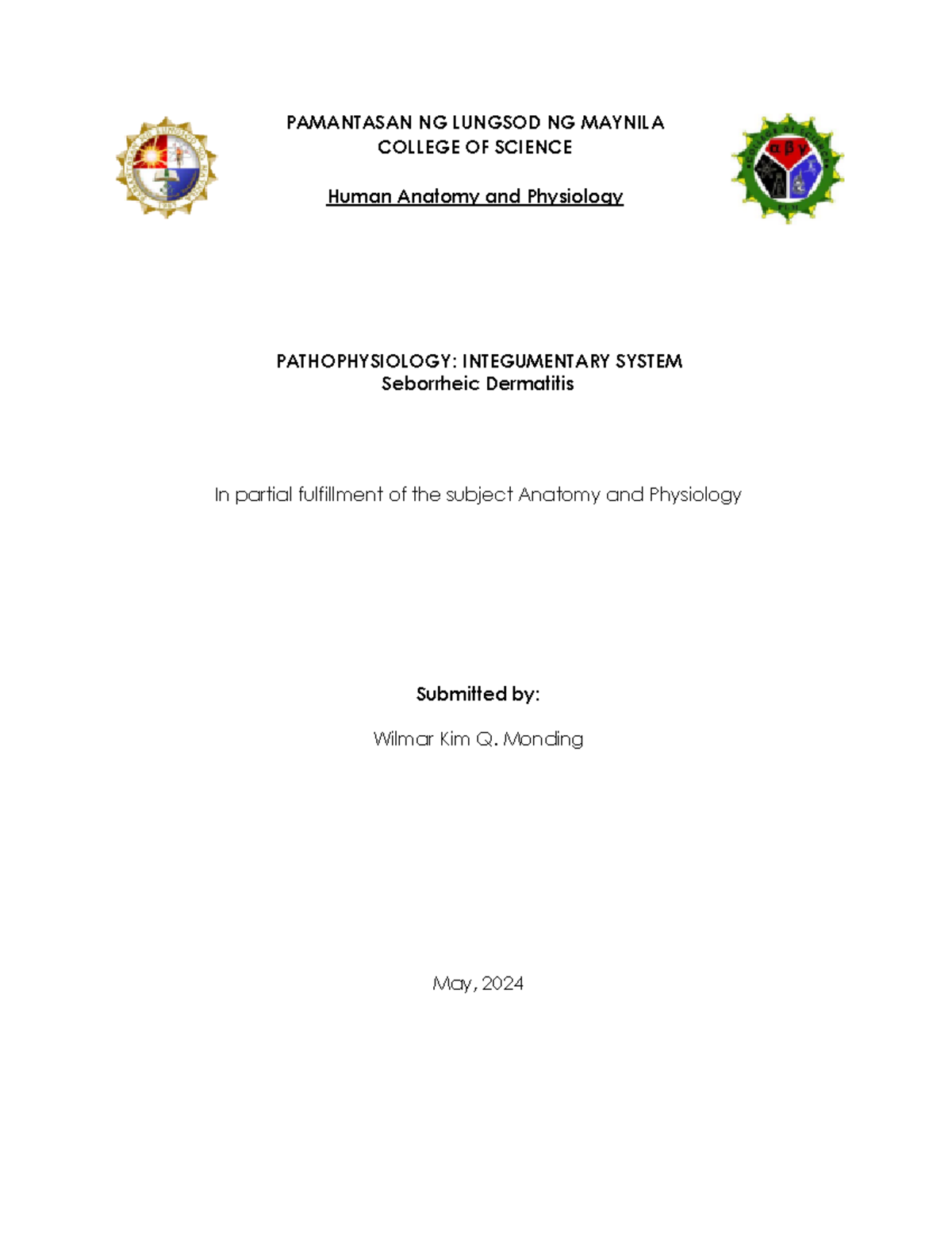 Monding Seborrheic Dermatitis (1) - PAMANTASAN NG LUNGSOD NG MAYNILA ...