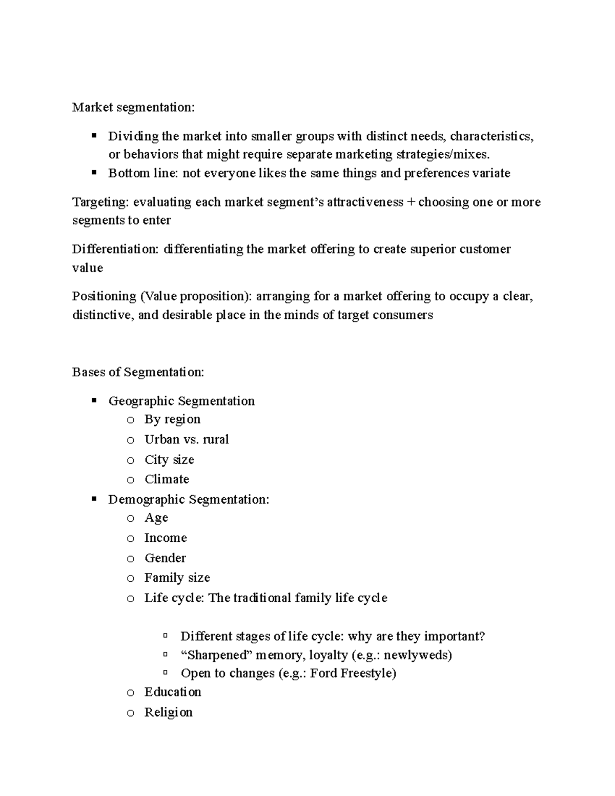 Comm223 C - Market segmentation: Dividing the market into smaller ...
