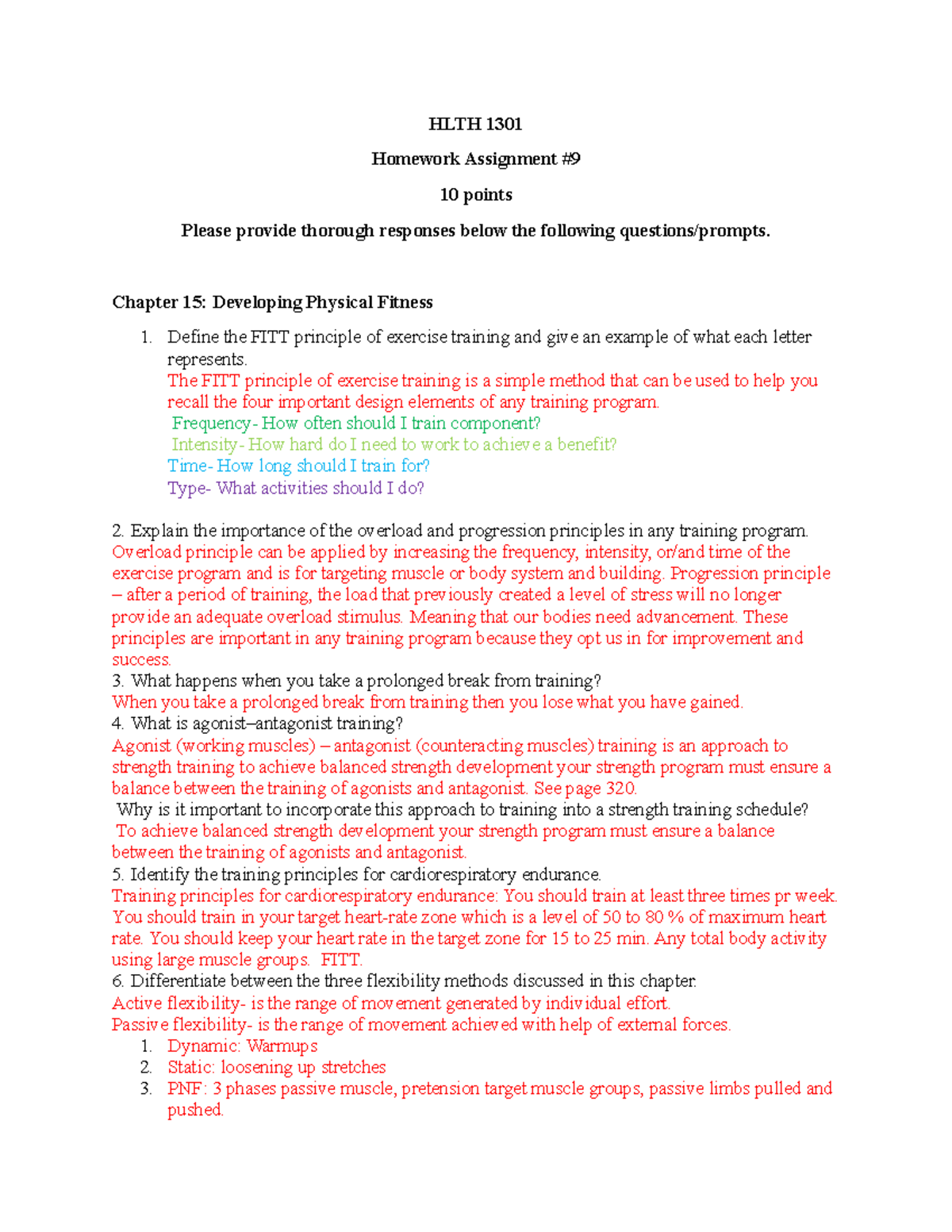 Hurst Christina HW9 - Homework - HLTH 1301 Homework Assignment # 10 points Please provide ...