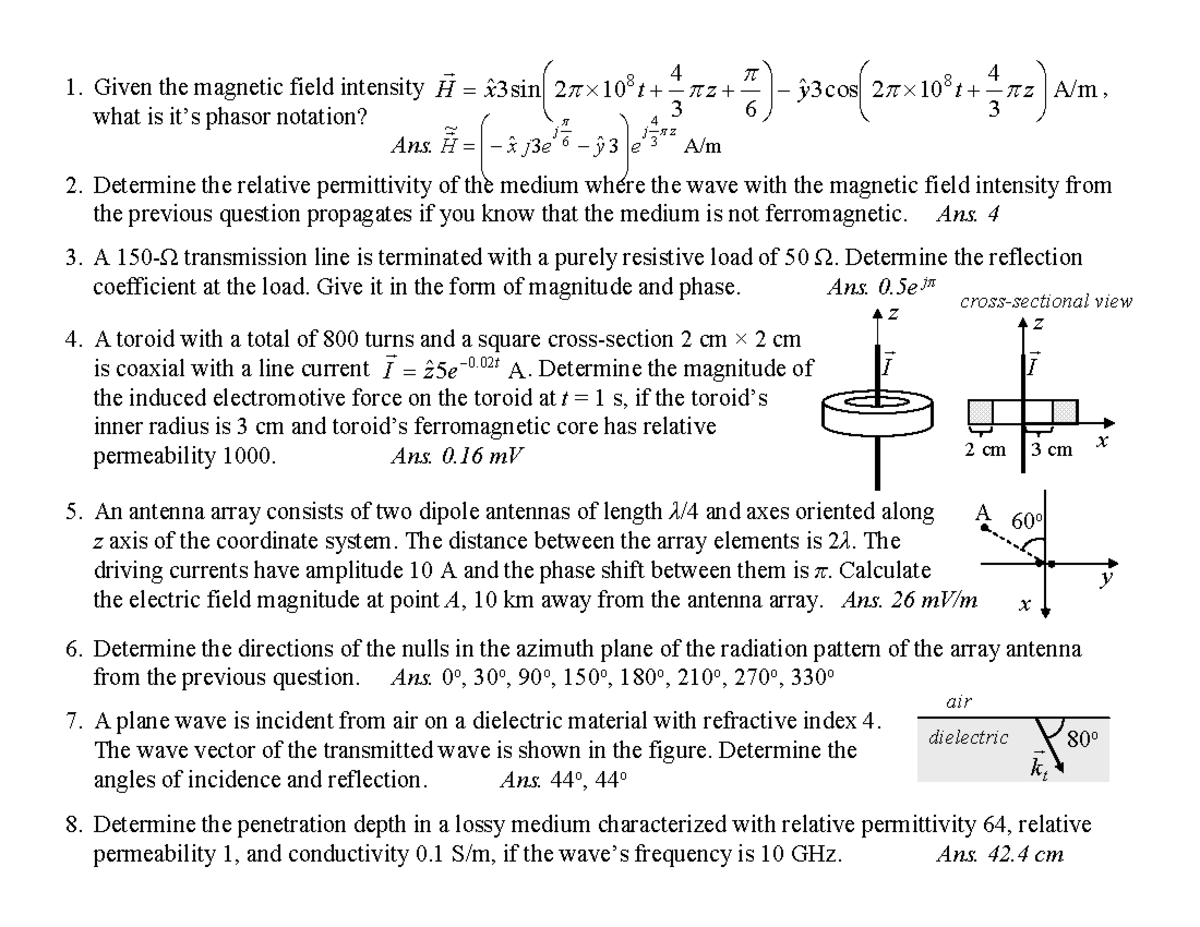 Final-review Ans - Final-review Ans - A 150-Ω transmission line is ...