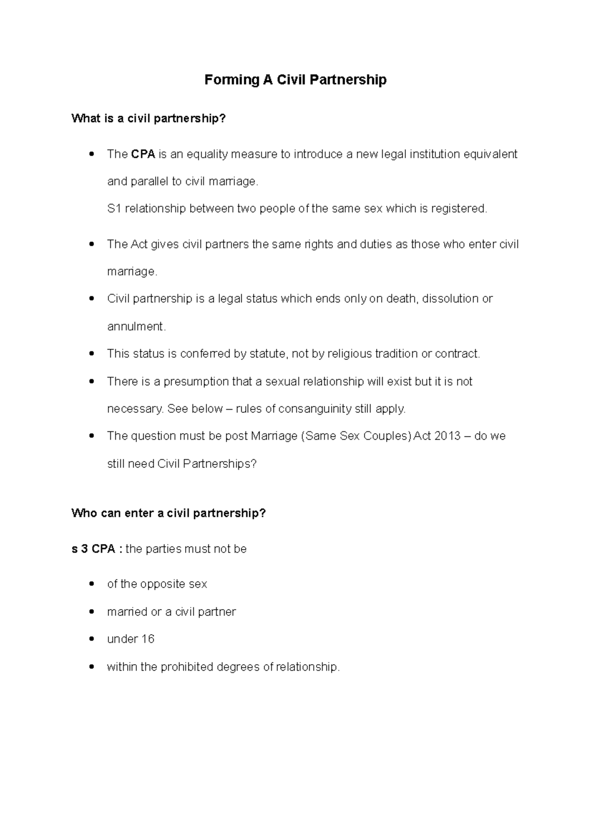 Forming A Civil Partnership - S1 relationship between two people of the ...