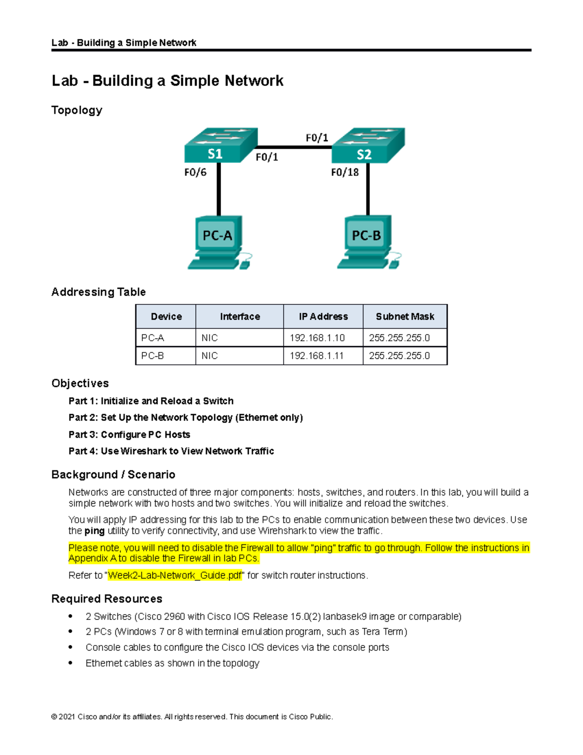 Week2-Lab - Building a Simple Network - Lab - Building a Simple Network ...