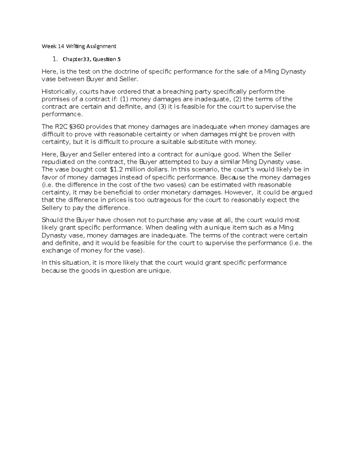 Week 14 Writing Assignment - Week 14 Writing Assignment Chapter33 ...