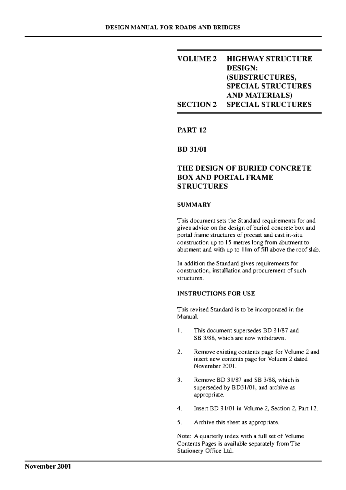 Scribd - ####### November 2001 DESIGN MANUAL FOR ROADS AND BRIDGES VOLUME 2 HIGHWAY STRUCTURE ...