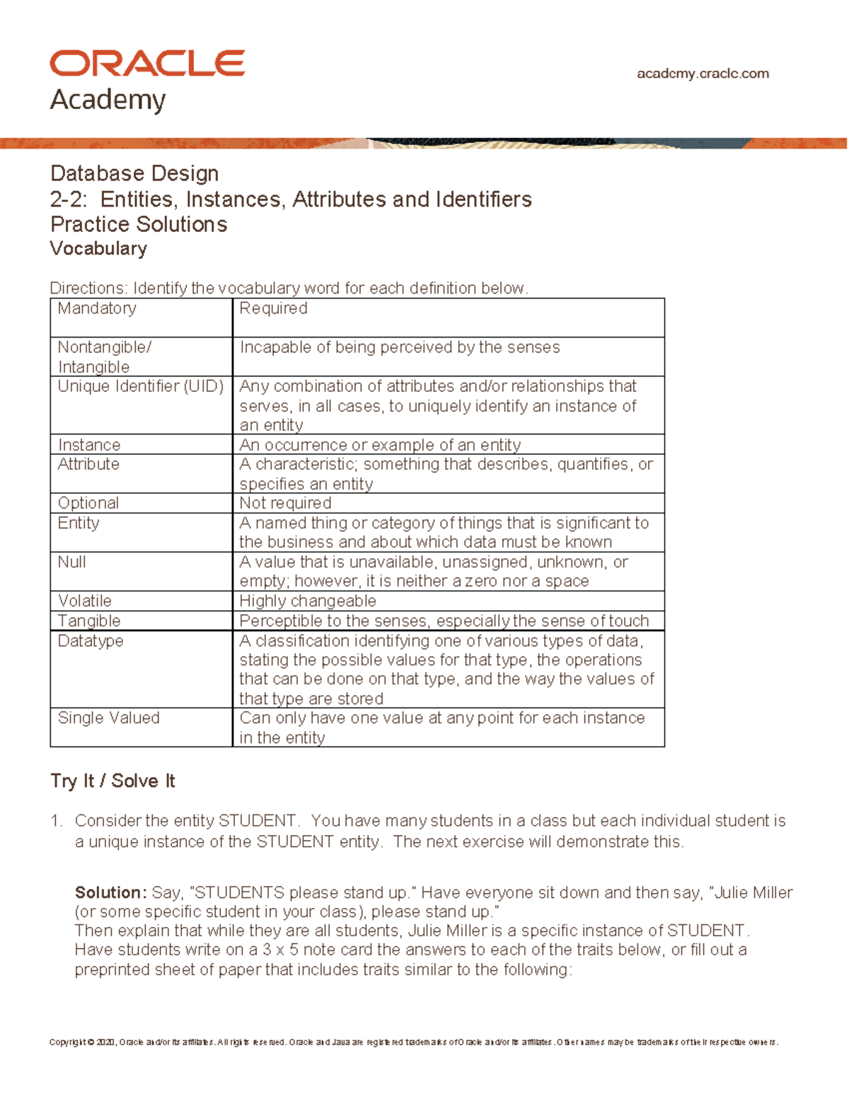 DD 2 2 Solution - Copyright © 2020, Oracle and/or its affiliates. All ...