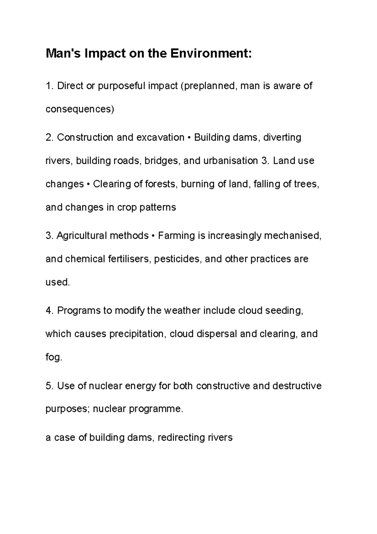 Man's Impact on the Environment - Man's Impact on the Environment ...