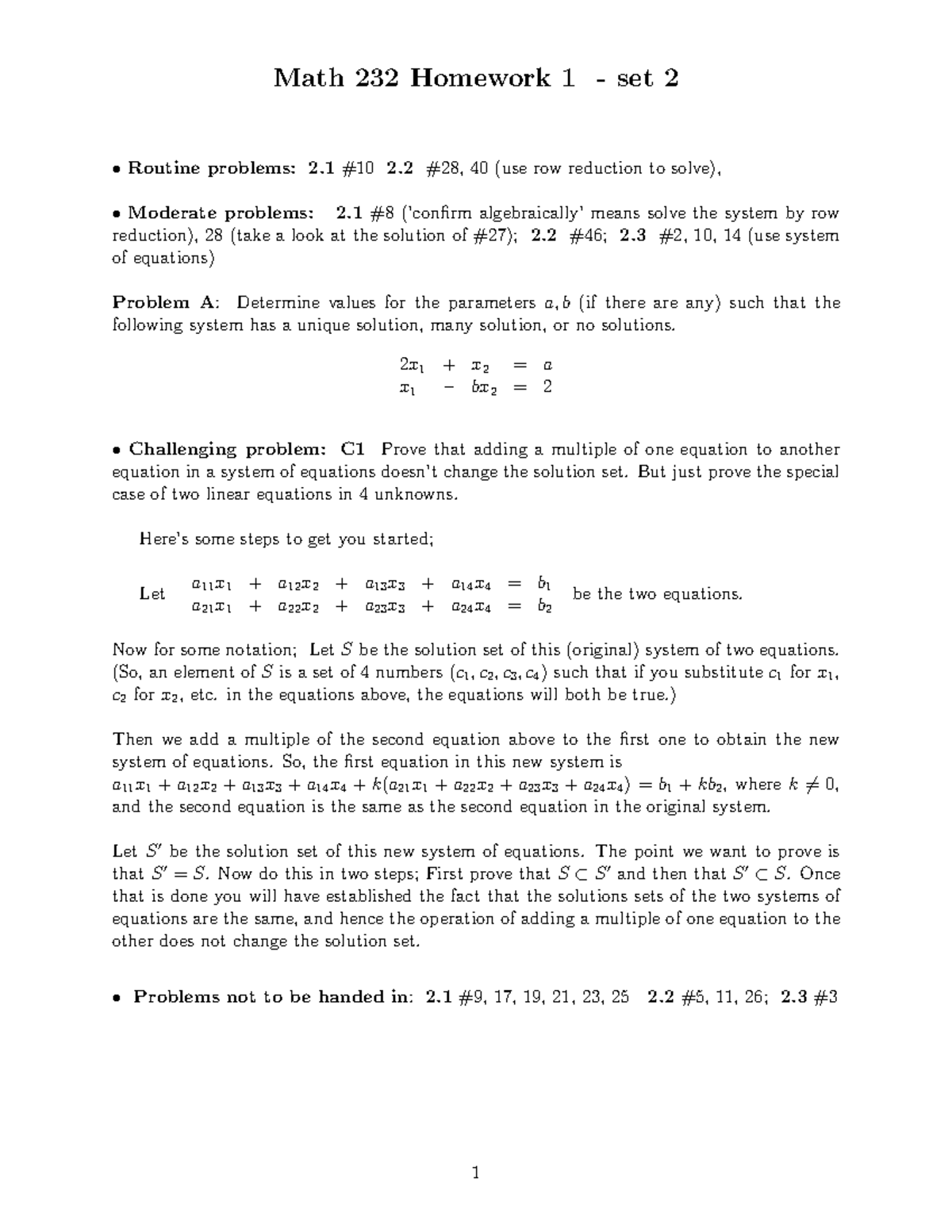 HW1 set2 - hw1s2 - Math 232 Homework 1 - set 2 Routine problems: 2#10 2 ...