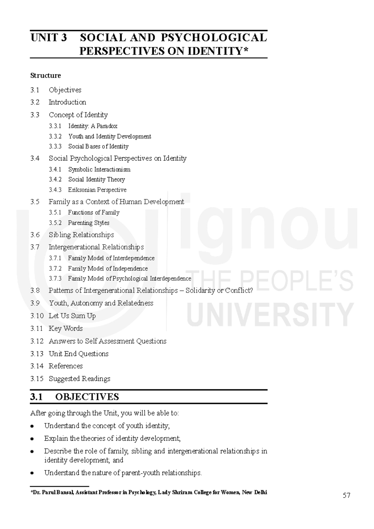 Unit-3 - Psychology - Developmental Aspects of UNIT 3 SOCIAL AND ...