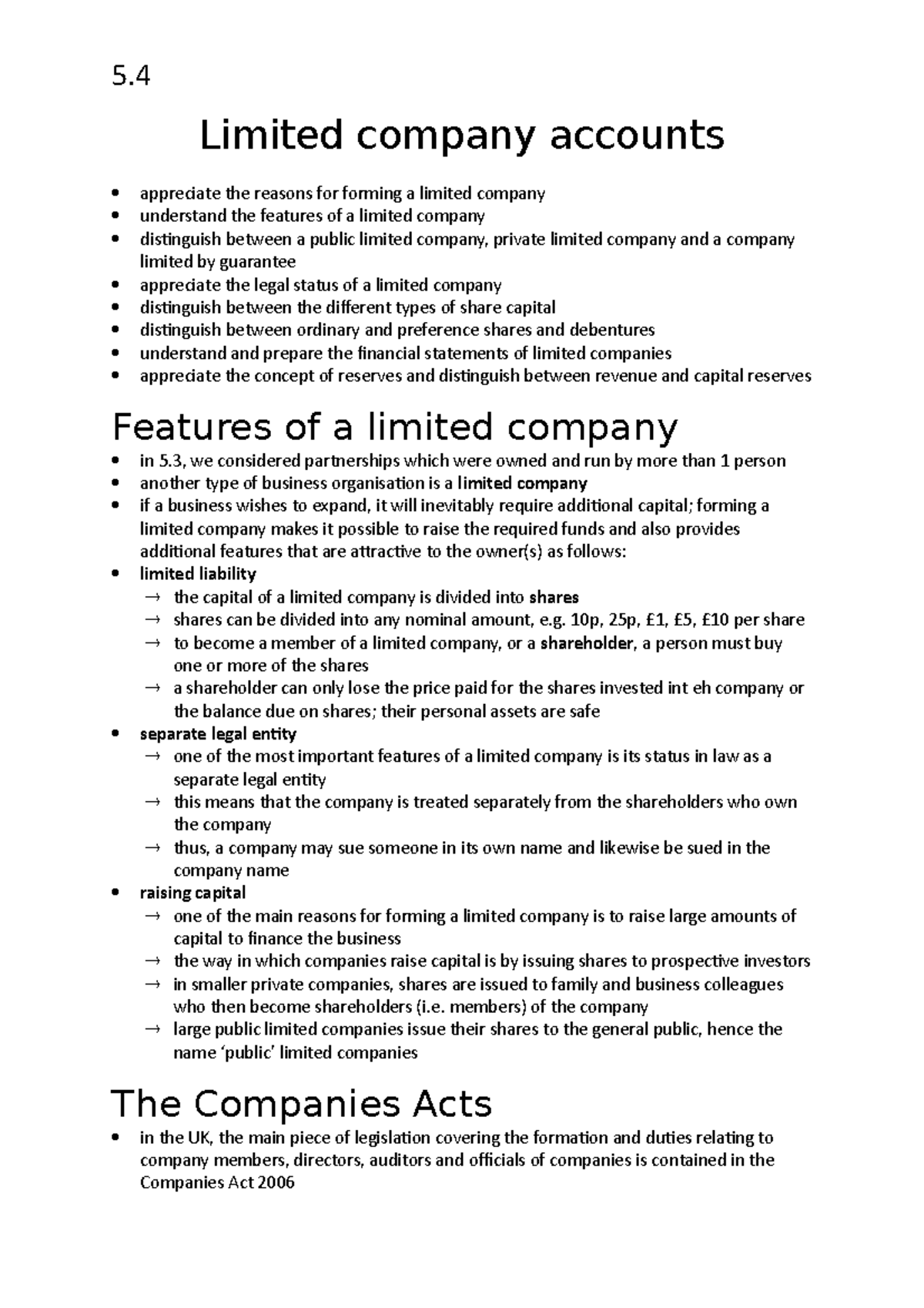 5.4 Limited company accounts - 5. Limited company accounts appreciate ...