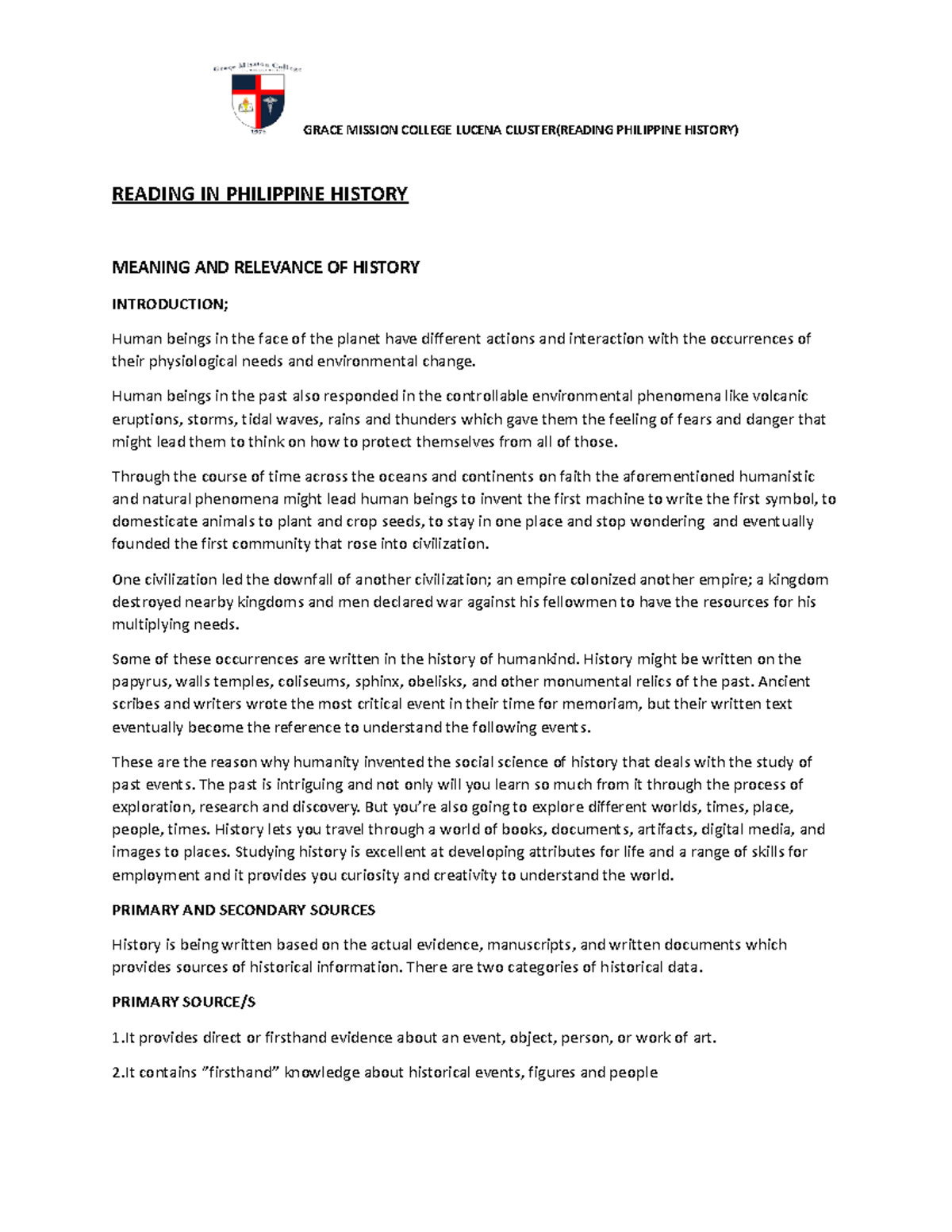 RPH- Final - just little help - READING IN PHILIPPINE HISTORY MEANING ...