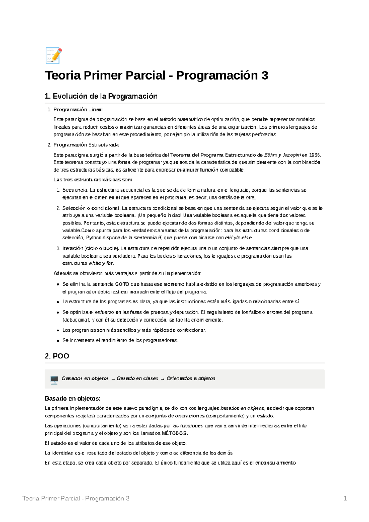Teoria Primer Parcial - Programación 3 - Evolución de la Programación 1 ...