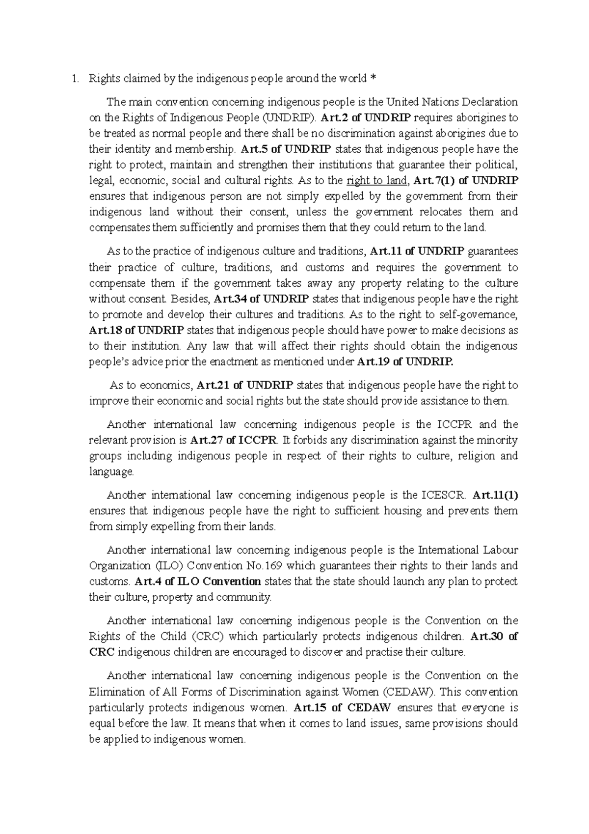 Provisions Self-determination - Rights claimed by the indigenous people ...