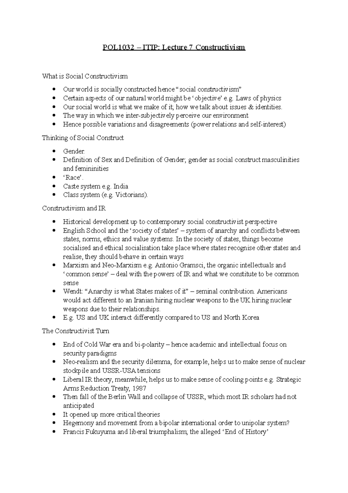 Lecture 7 Constructivism - POL1032 – ITIP: Lecture 7 Constructivism ...