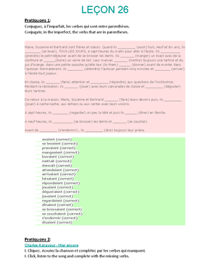 French 2 - Lesson 26 Activités EN Classe - LESSON 26 ACTIVITÉS EN ...