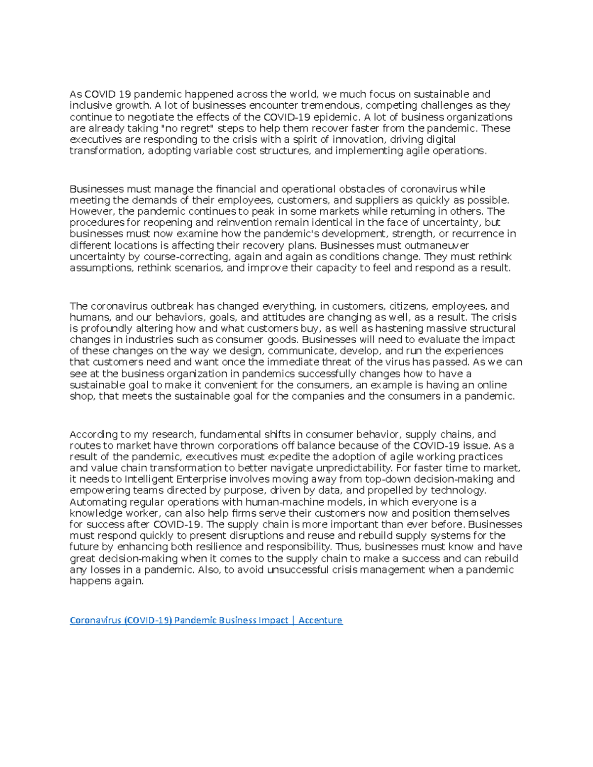 Research - BA practice materials - As COVID 19 pandemic happened across ...