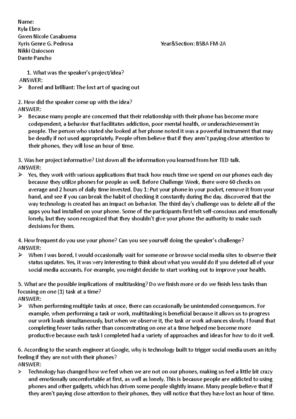 Enrep PRE- Finals - Name: Kyla Ebro Gwen Nicole Casabuena Xyris Genre G ...