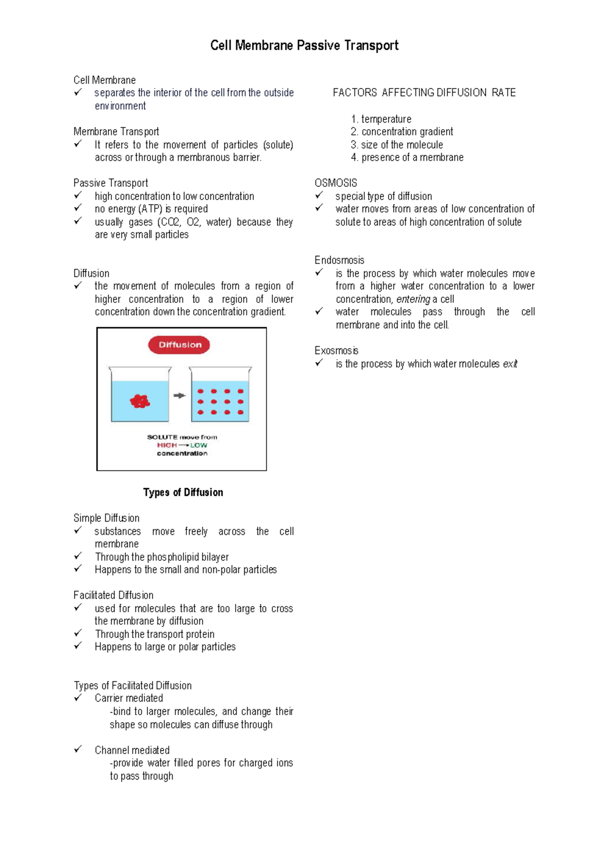 Cell Membrane Passive Transport - Passive Transport high concentration ...