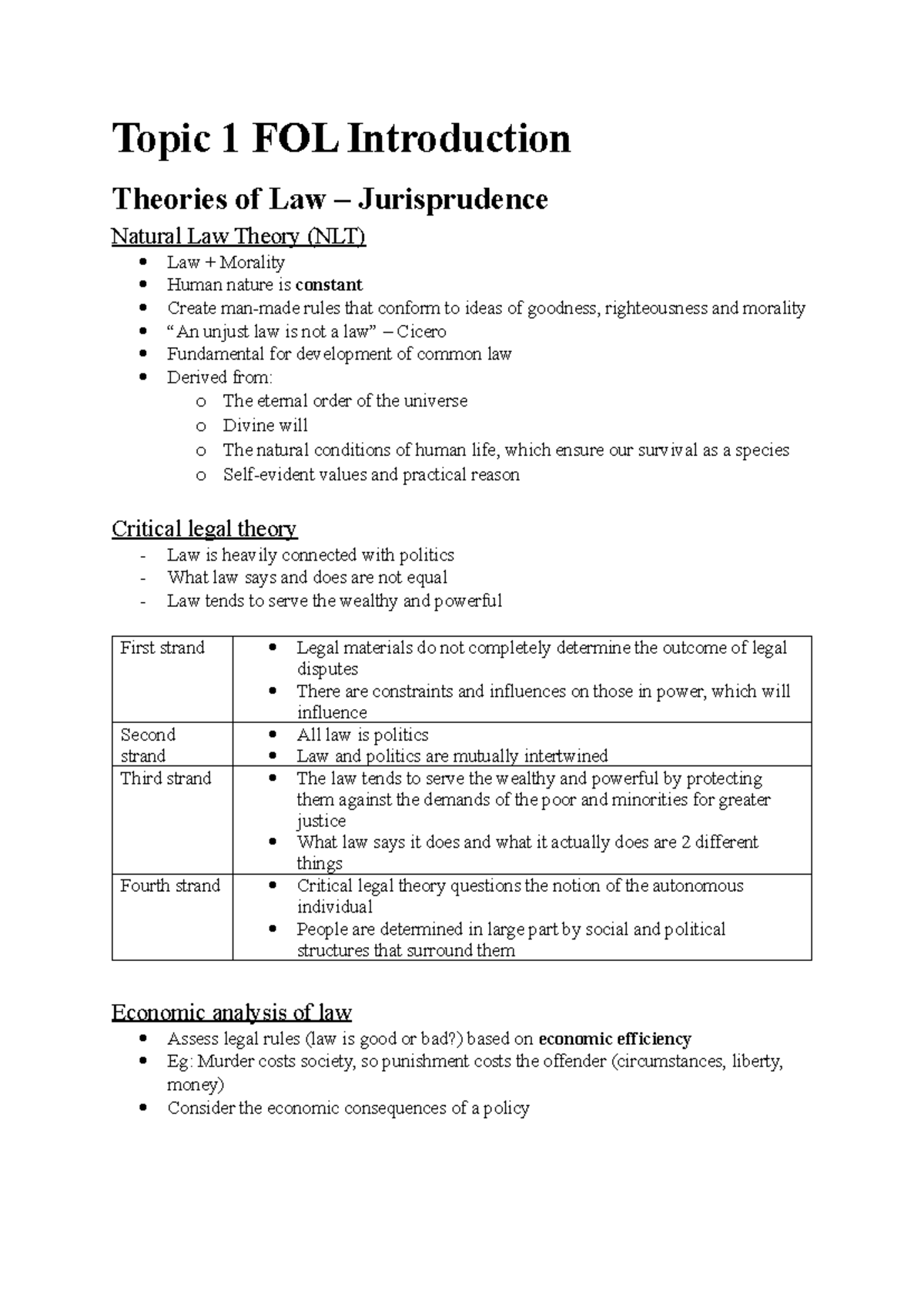 Foundations of Law Notes for Quiz - Topic 1 FOL Introduction Theories ...
