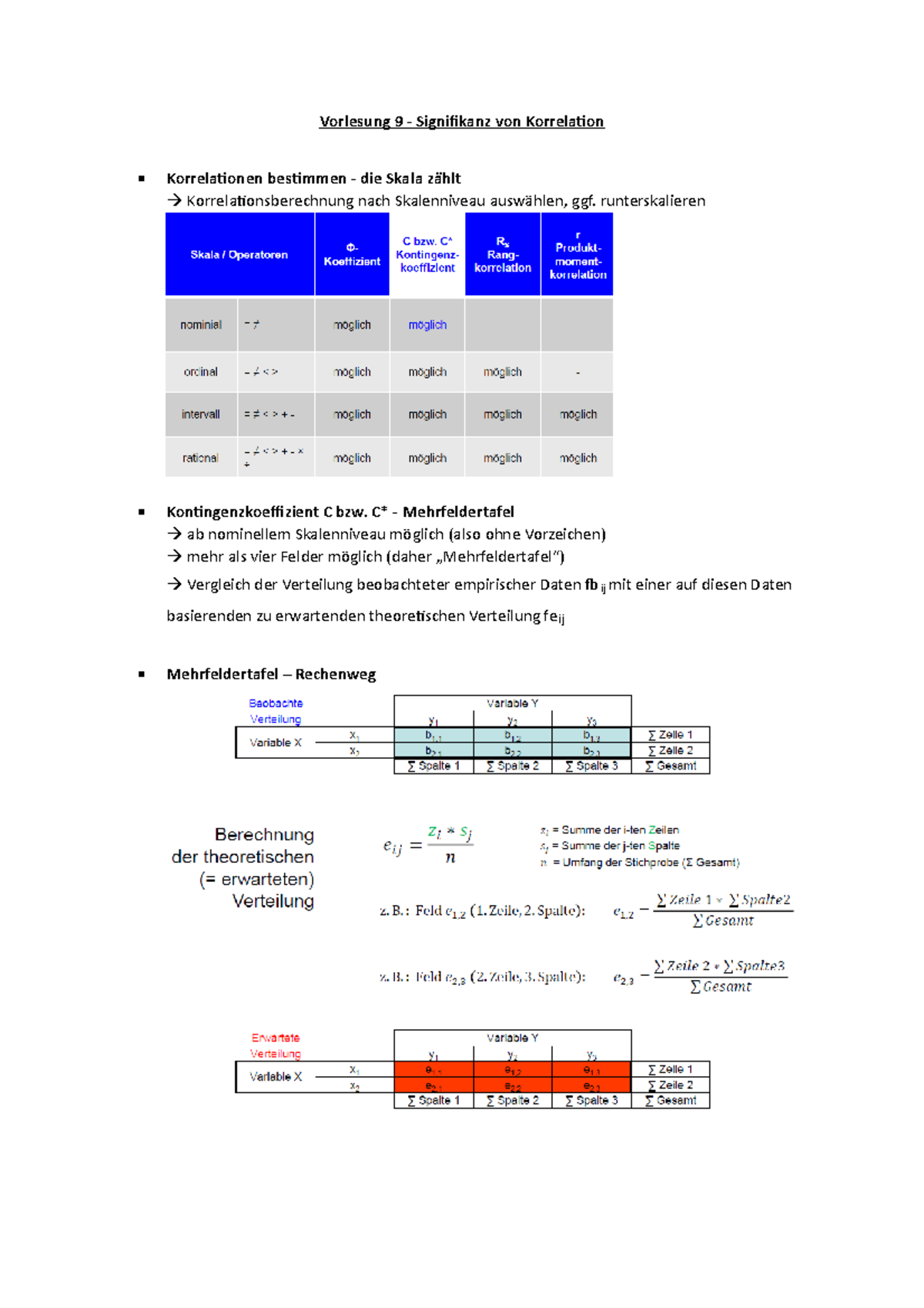 Vorlesung 9 - Signifikanz von Korrelation - Vorlesung 9 - Signifikanz von Korrelation - Studocu