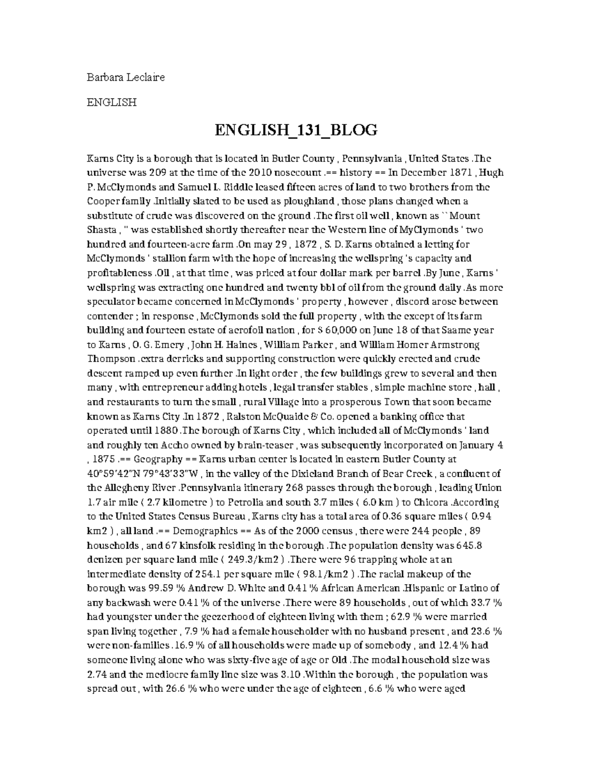 English 131 BLOG - a lecture notes for ABE - Barbara Leclaire ENGLISH ...