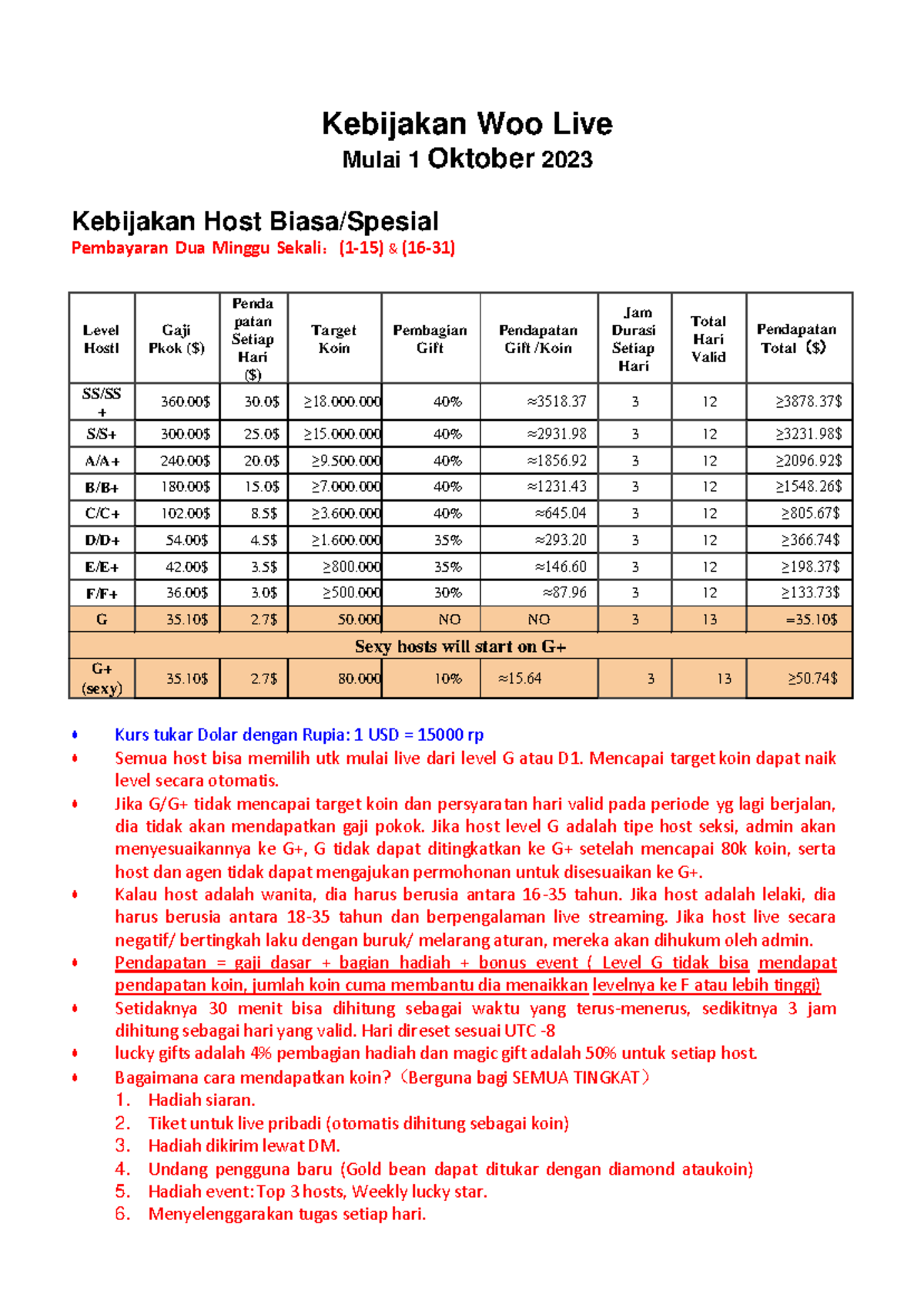 Woo Live (durasi) Oktober - Kebijakan Woo Live Mulai 1 Oktober 2023 ...