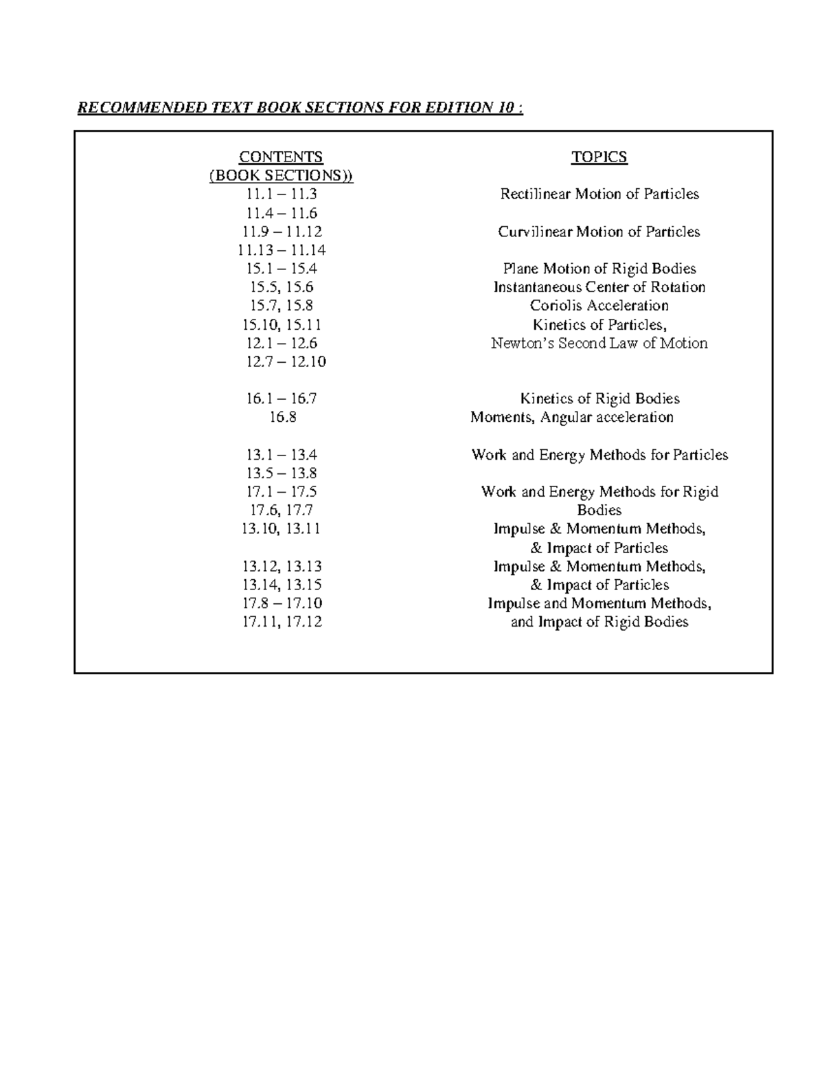 ENGR 243 - Recommended problems textbook 10th ed - RECOMMENDED TEXT ...
