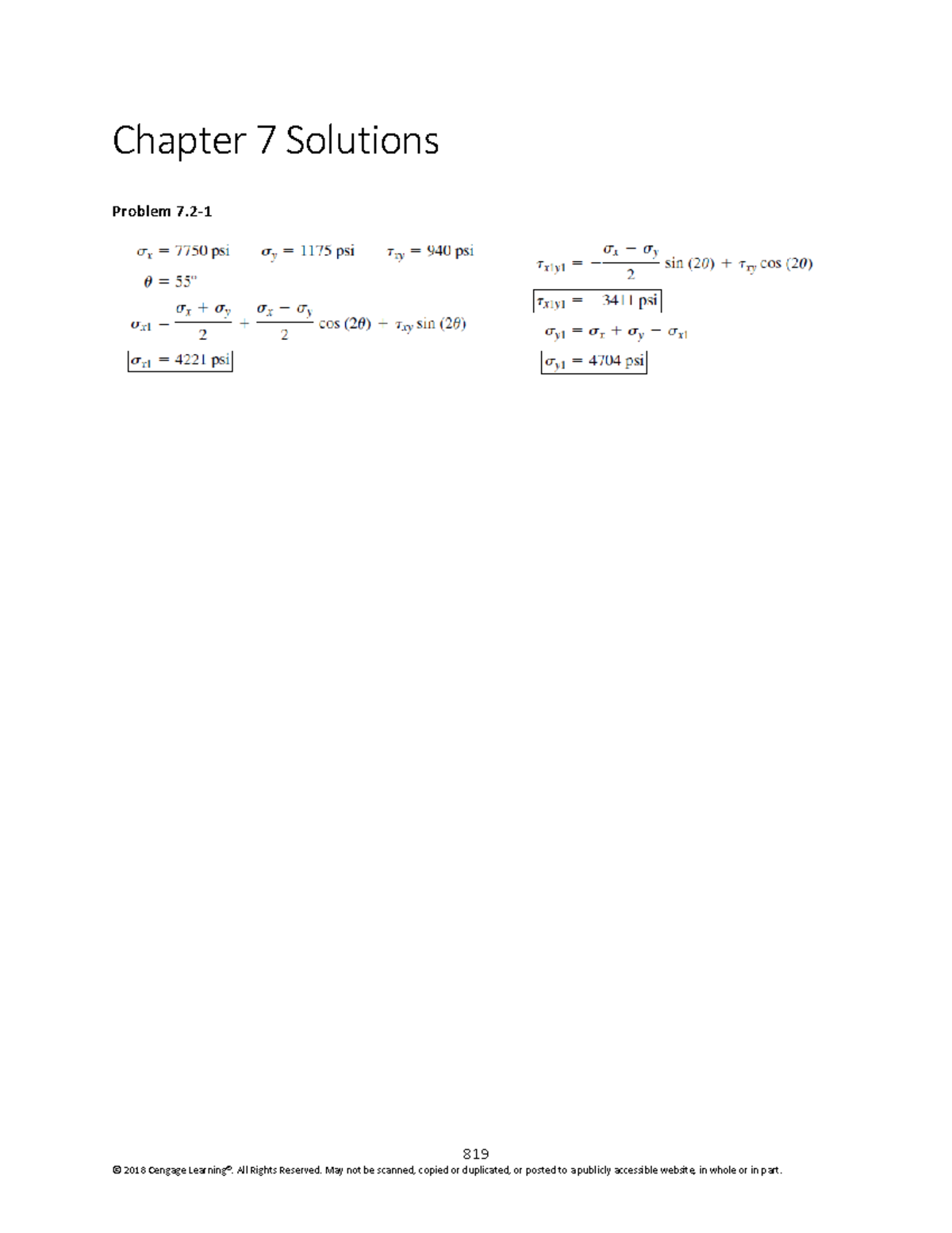Ch07 - solution - Mechanics of materials - 819 Chapter 7 Solutions Problem 7- - Studocu
