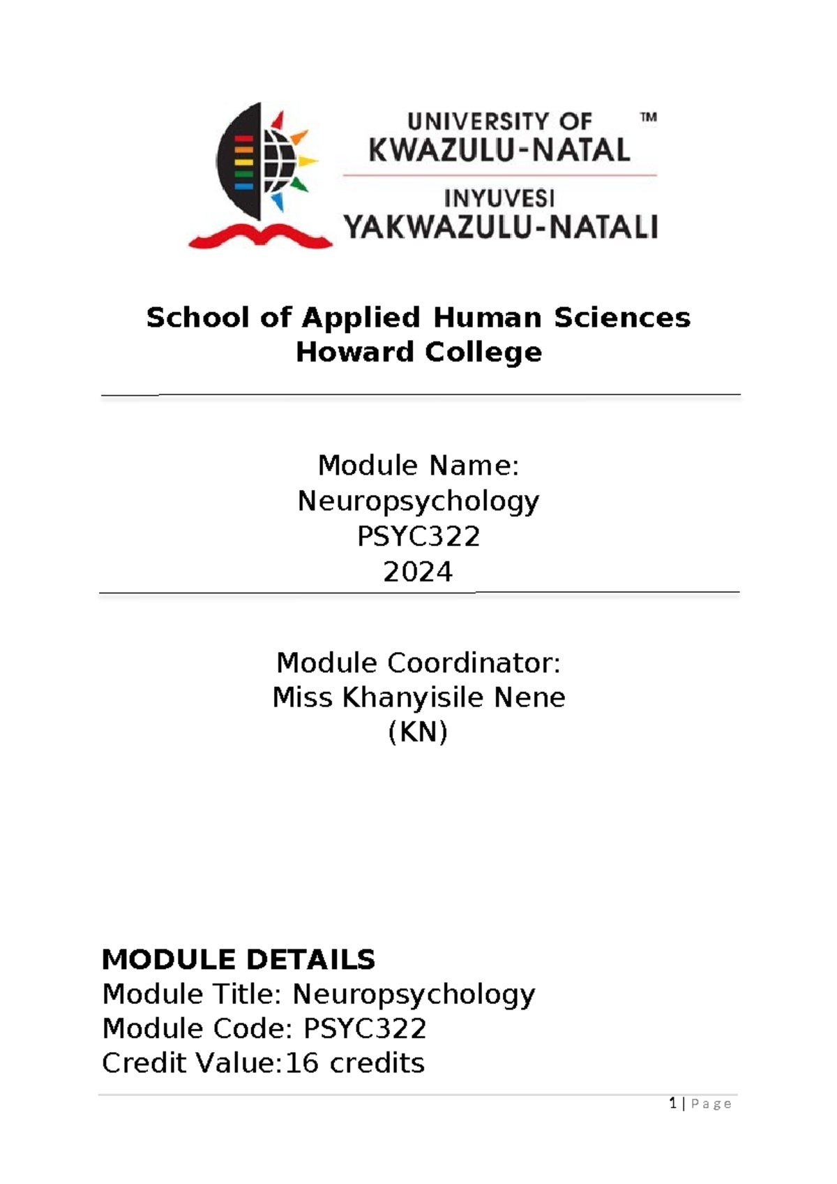 Final Module Outline for PSYC322 -2024v2 - School of Applied Human ...