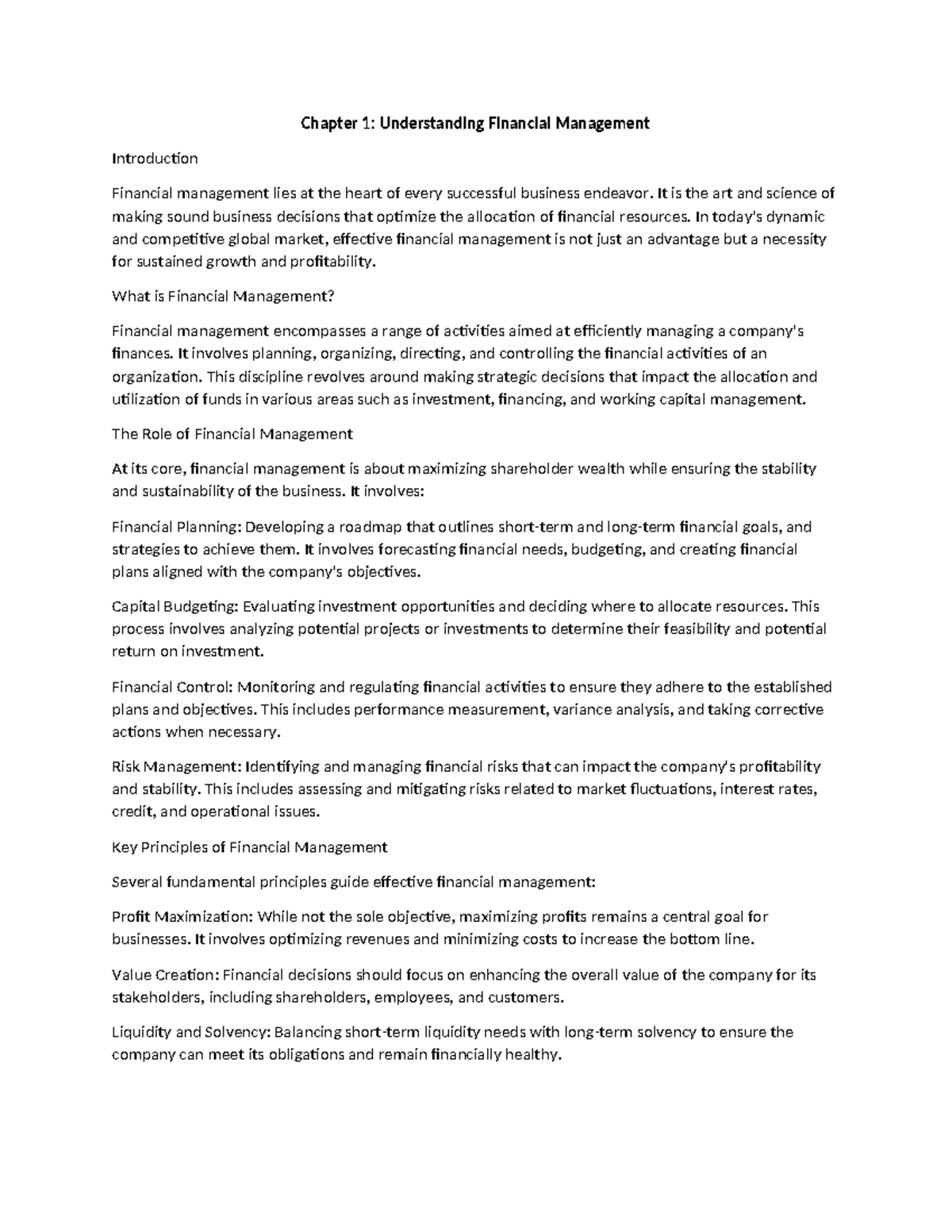 Financial Management - adssacs - Chapter 1: Understanding Financial ...