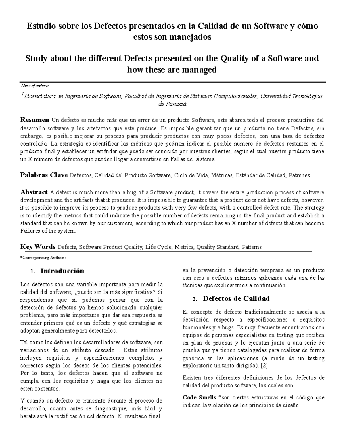 Estudio sobre los Defectos presentados en la Calidad de un Software y ...