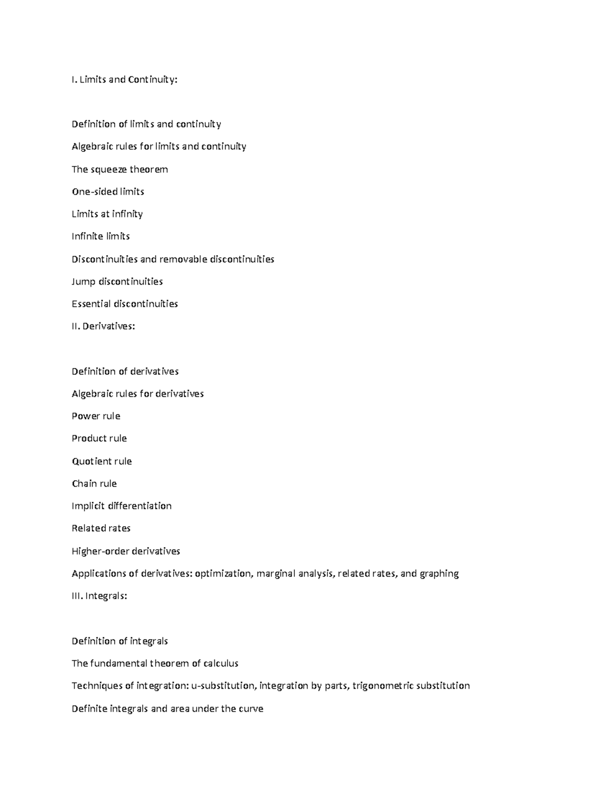 Human Anatomy - I. Limits and Continuity: Definition of limits and ...